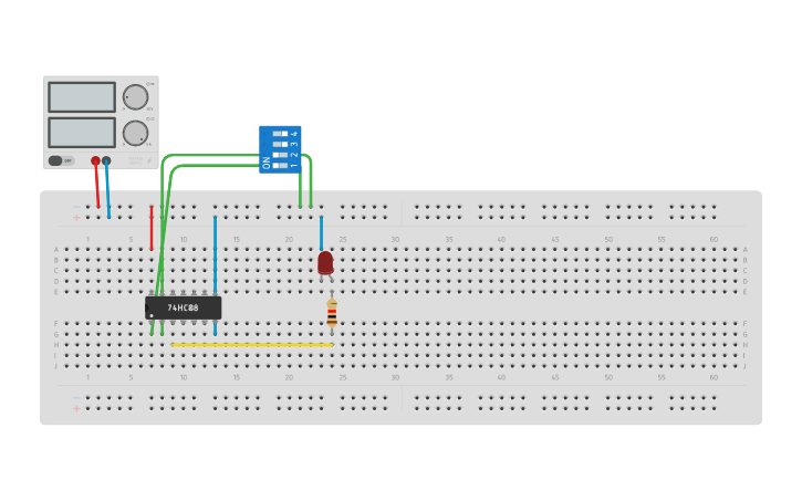 Circuit design 74HC08 Quad AND Gate - Tinkercad