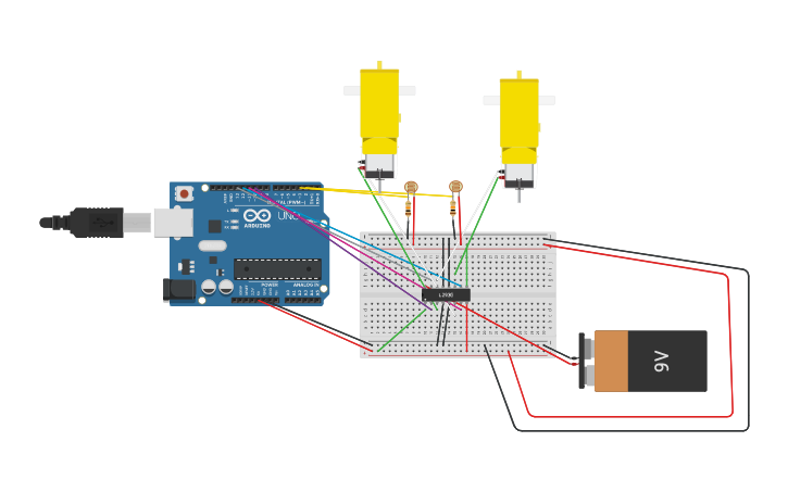Circuit design Line Following Robot - Tinkercad
