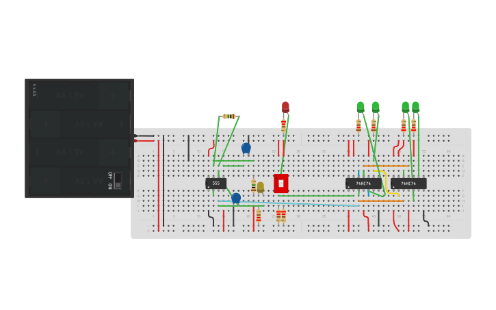 Circuit design SIPO - Tinkercad