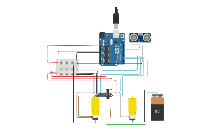 Circuit design Obstacle Avoidance Robot - Tinkercad