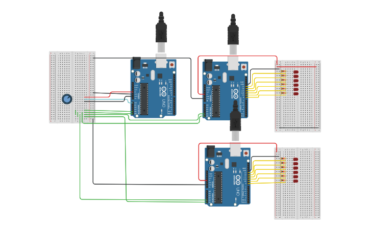 Circuit design 2C - TWI - Wire - LED Meter Control - Tinkercad