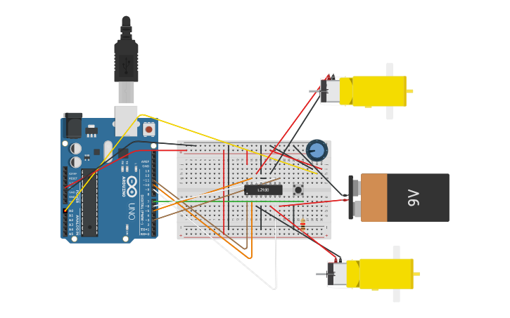 Circuit design L293D MOTOR CONTROLLER | Tinkercad