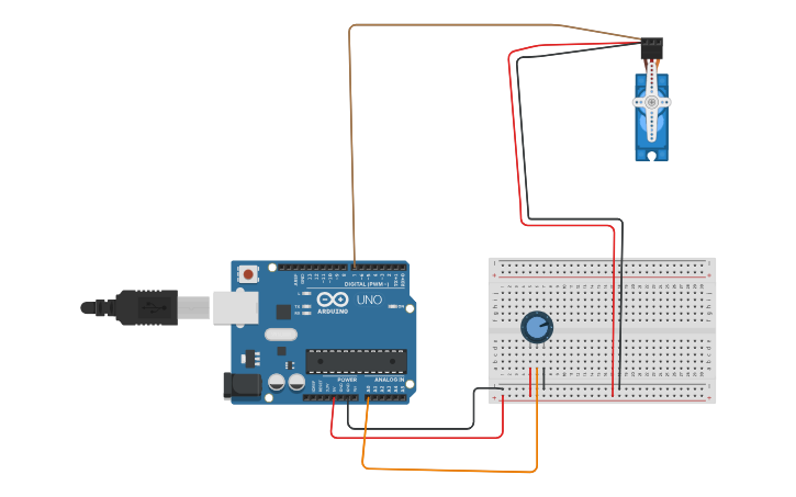 Circuit design Servo control - Tinkercad