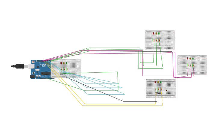 Circuit design 4 Way Traffic Signal | Tinkercad