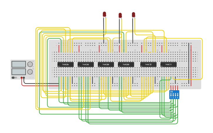 Circuit design 2bit comparator - Tinkercad