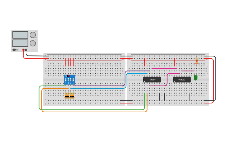Circuit design Porte logiche - circuito combinatorio - Tinkercad