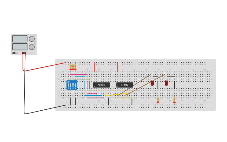 Circuit design NOR base SR FLIP FLOP | Tinkercad
