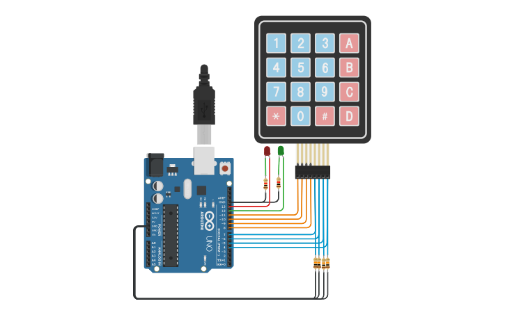 Circuit Design Teclado 4x4 Tinkercad