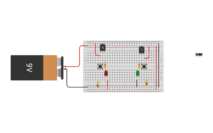 Circuit design Montaje de transistor NPN y PNP - Tinkercad Circuit design Montaje de transistor NPN y PNP - Tinkercad