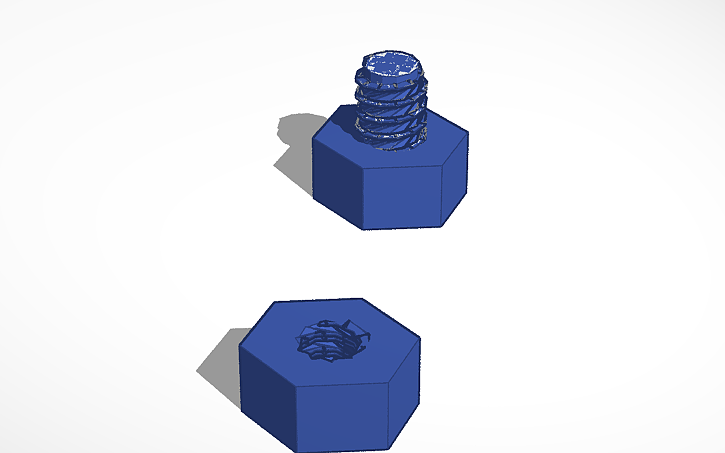 3D design Nut and Bolt - Tinkercad