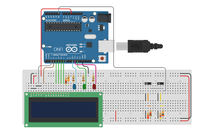 Circuit design Inter combine power | Tinkercad