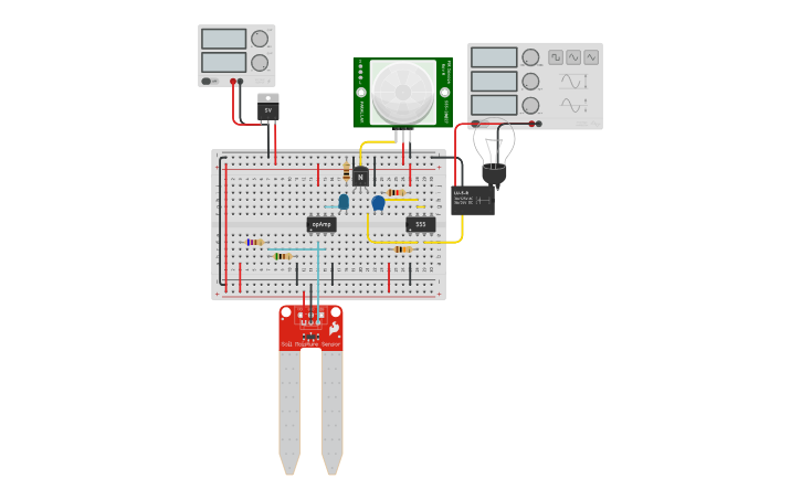 Circuit design Smart Light and Watering System - Tinkercad