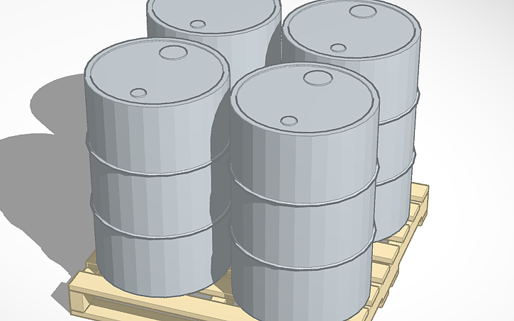 3D design Pallet and Drums - Tinkercad
