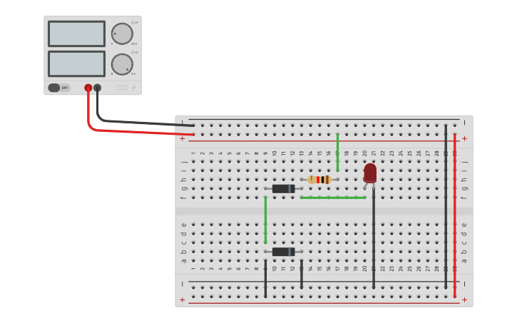 Circuit design DRL NOT Gate - Tinkercad
