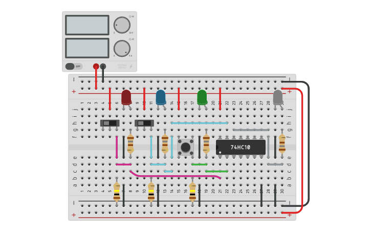 Circuit design 74HC10 3 in nand - Tinkercad
