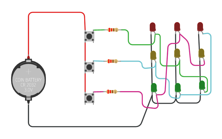 Circuit design 3 way traffic light - Tinkercad