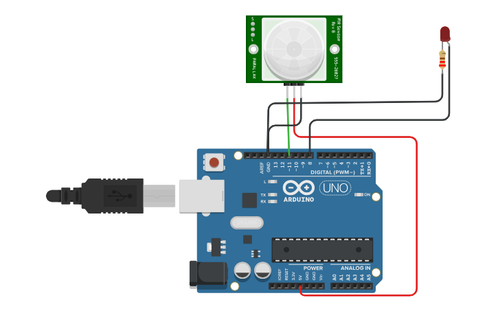 Circuit design Motion Detection using PIR Sensor - Tinkercad