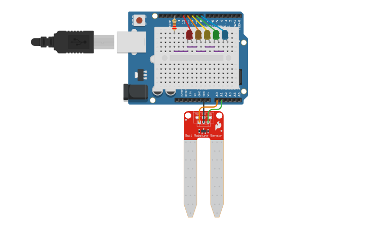 Circuit design 10.- Sensor de humedad - Tinkercad