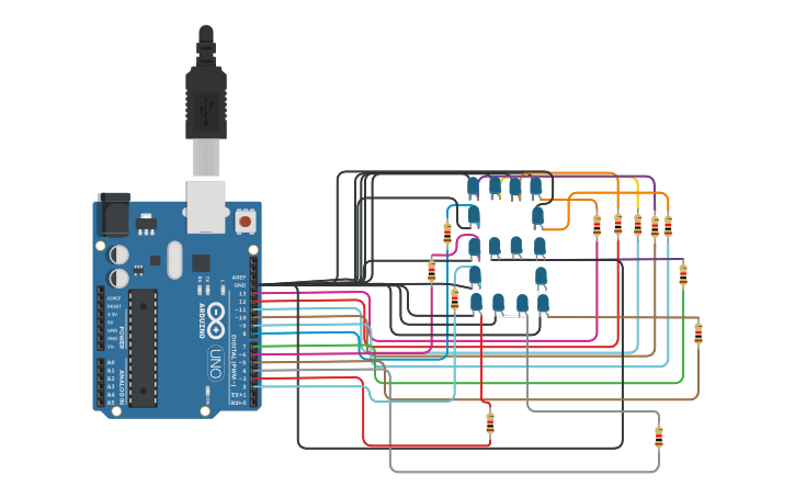 Circuit design Button LED - Tinkercad