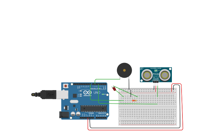 Circuit design Sensor Ultrasónico - Tinkercad