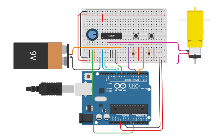 Circuit design Motor con cambio de dirección - Marco Antonio Jurado Arreguín - Tinkercad