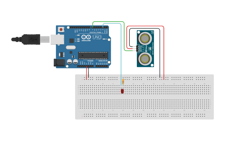 Circuit Design Ultrasonic Sensor Tinkercad