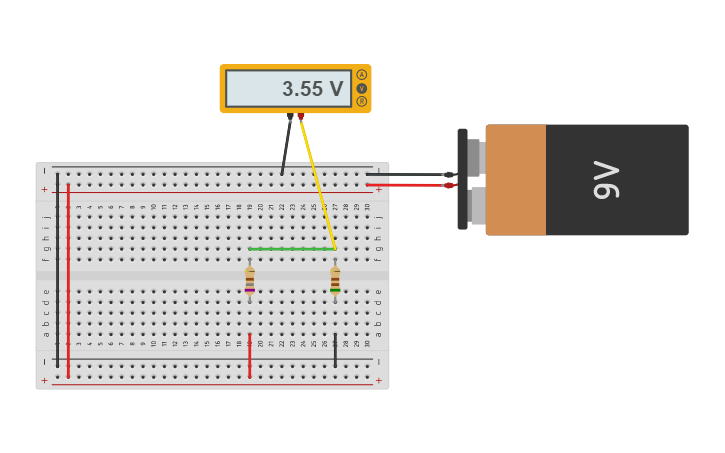 Circuit design Voltage Divider - Tinkercad