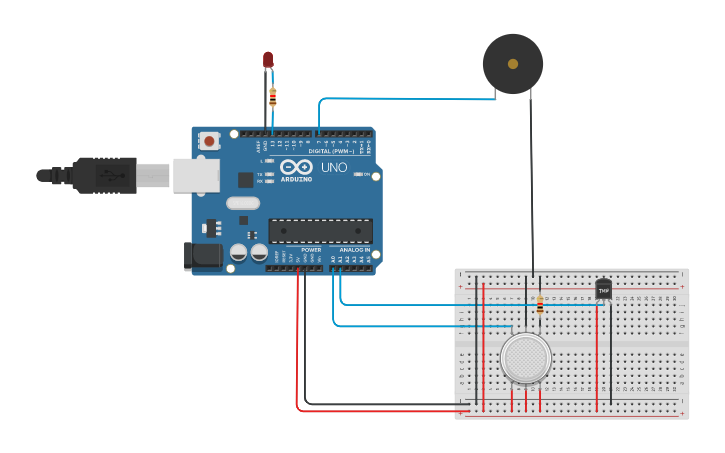 Circuit design fire alarm system - Tinkercad