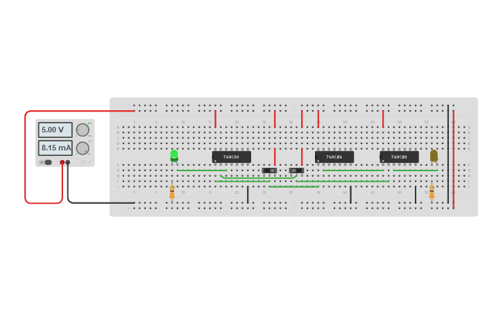 Circuit design HALF_SUBTRACTOR_USING BASIC GATES | Tinkercad
