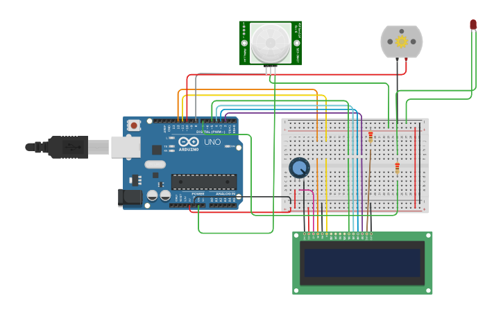 Circuit design Projek Microcontroller - Tinkercad