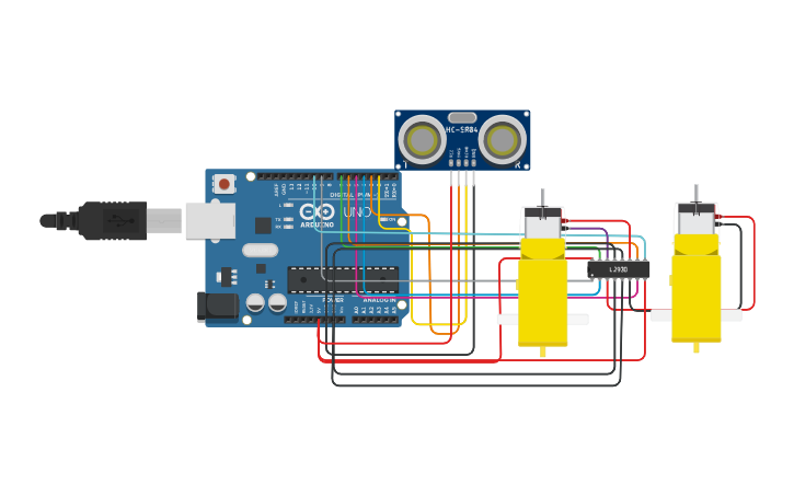 Circuit design avoid Obstacle - Tinkercad