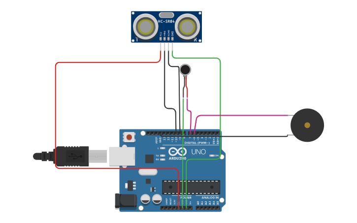 Circuit design SMART STICK WITH THIRD EYE - Tinkercad
