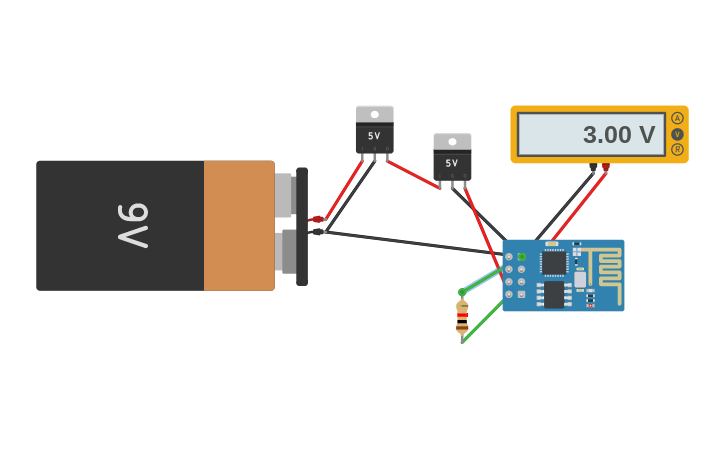 Circuit design ESP8266 using the ESP-01S - Tinkercad