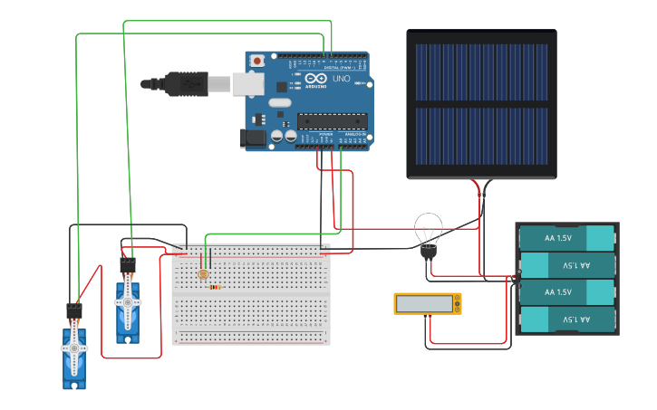 Circuit design Solar sun tracker system - Tinkercad