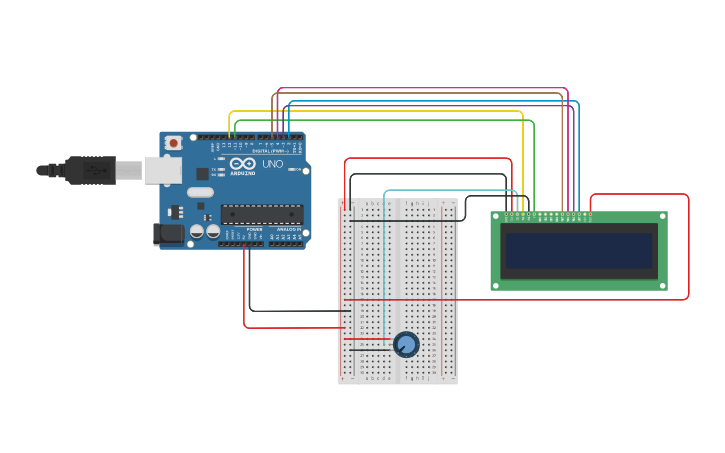 Circuit design LCD interface - Tinkercad