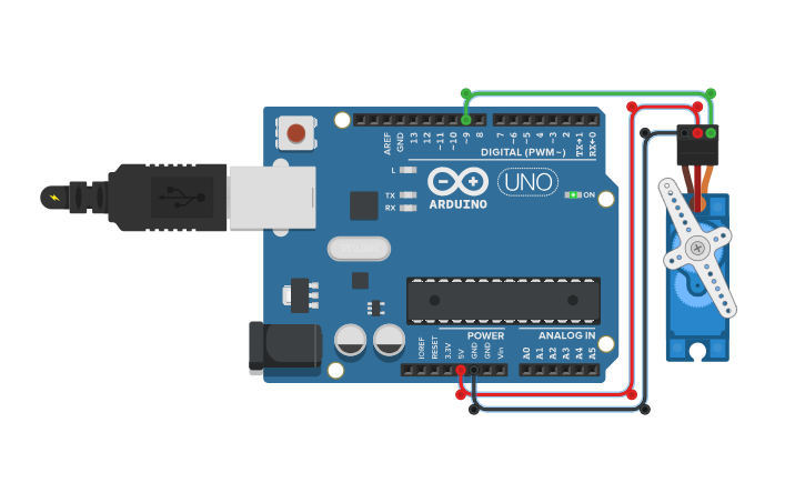 Circuit design Control de Servomotor con Arduino UNO - Tinkercad Circuit design Control de Servomotor con Arduino UNO - Tinkercad