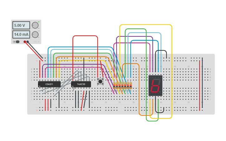 Circuit Design Contatore 7490 Con Decoder Bcd 4511 E Display A 7 Segmenti Tinkercad