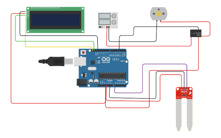 Circuit design Soil Moisture - Tinkercad