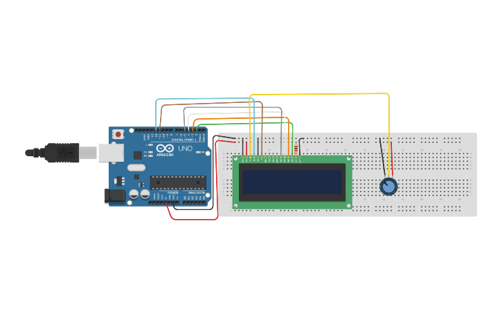 Circuit design monitor LCD - Tinkercad