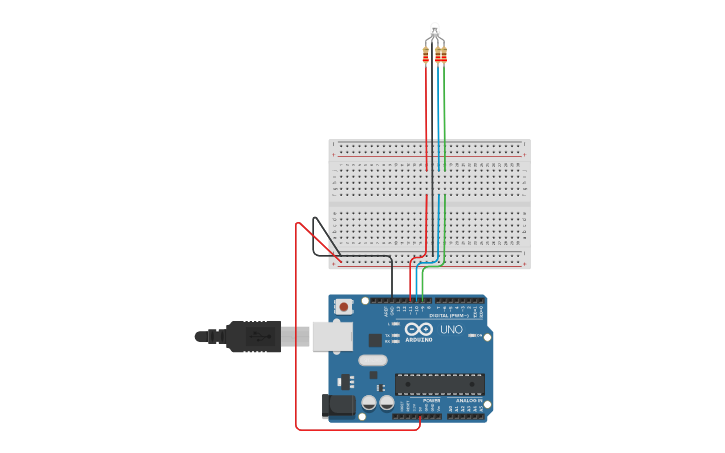 Circuit design 401 RGB LED | Tinkercad