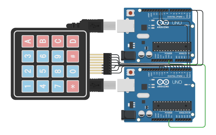 Circuit design Gexel Santos 2 Arduinos - Tinkercad