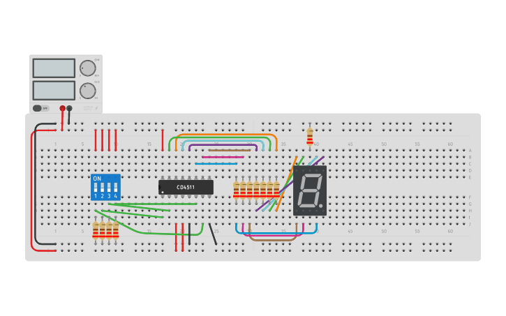 Circuit design dysplay 7 segmentos - Tinkercad
