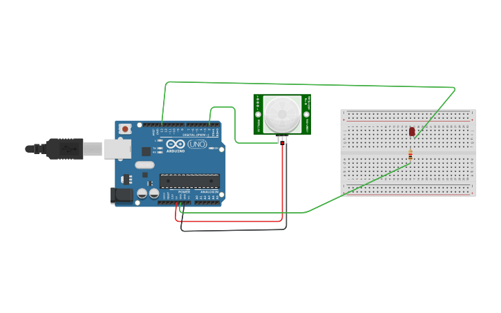 Circuit design Arduino with PIR Motion Sensor - Tinkercad