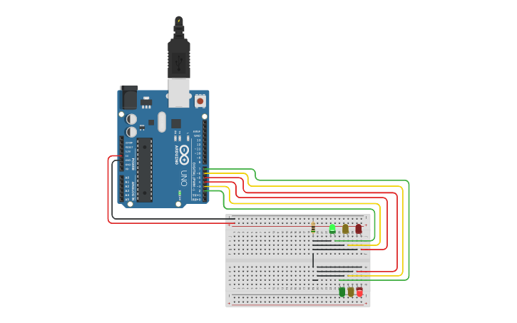 Circuit design Traffic Lights | Tinkercad