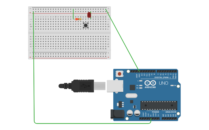 Circuit design Led arduino con pulsador | Tinkercad