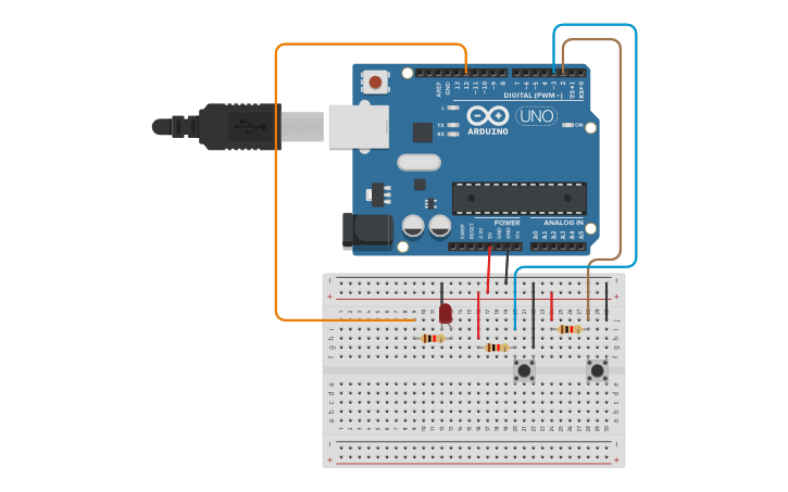 Circuit design Wait until and break loop - Tinkercad Circuit design Wait until and break loop - Tinkercad