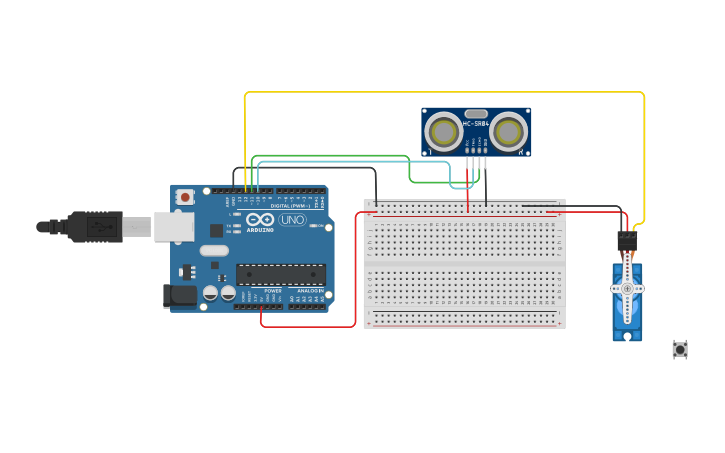 Circuit design Circuito Radar con servomotor Guillermo Ayala | Tinkercad