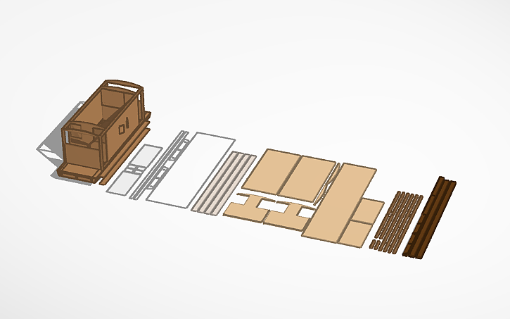 3D design 20T Brakevan Wood CAD - Tinkercad