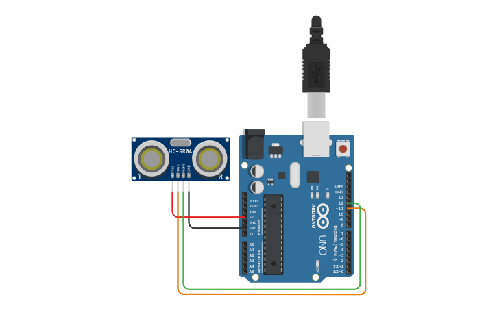 Circuit design Ultrasonic Distance Sensor - Tinkercad