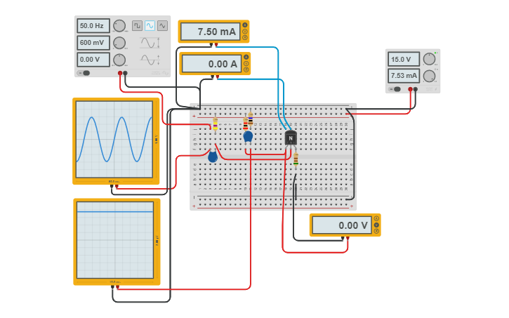 Circuit design Amplifier BJT - Tinkercad